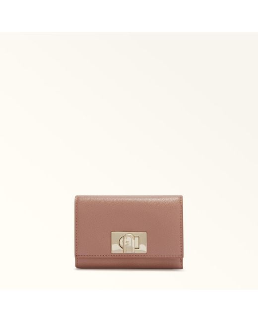 Furla 1927 Compact Wallet Tulle Textured Leather in Pink | Lyst