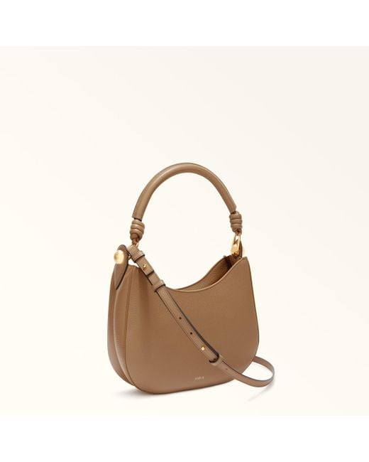 Furla Crescent Hobo Leather Shoulder Bag in Brown | Lyst