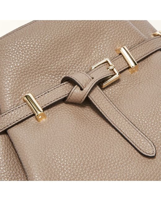 Furla Aura Bucket Bag Stucco Keria Grained Calf Leather in Natural | Lyst