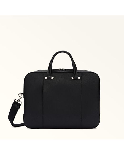 Furla Zefiro Briefcase Nero Milos Textured Calf Leather in Black for ...