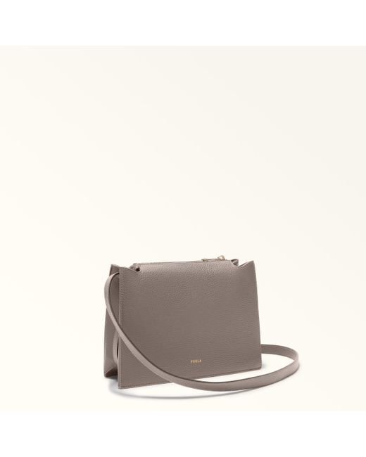Furla Nuvola Crossbody Urban Grained Calf Leather in Grey | Lyst UK