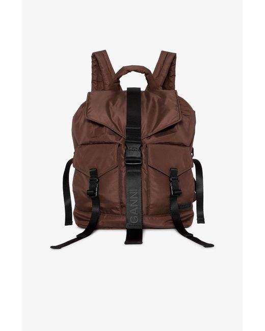 Ganni Burgundy Tech Backpack in Black | Lyst
