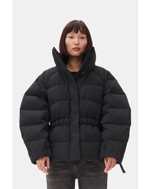 Ganni Tech Oversized Puffer Jacket in Black | Lyst