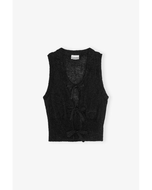 Ganni Tie String Vest in Black | Lyst UK