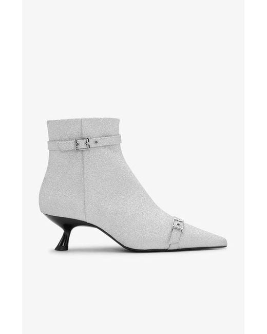 Ganni Glitter Eyelets Kitten Heel Boots in Black | Lyst