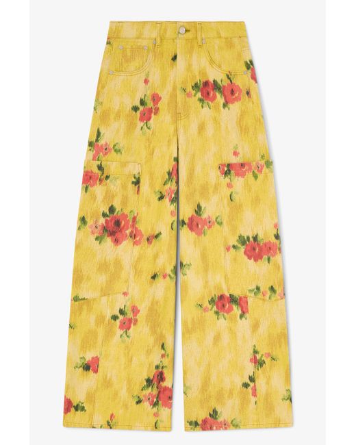 Ganni Baggy Wide Jeans in Yellow | Lyst UK