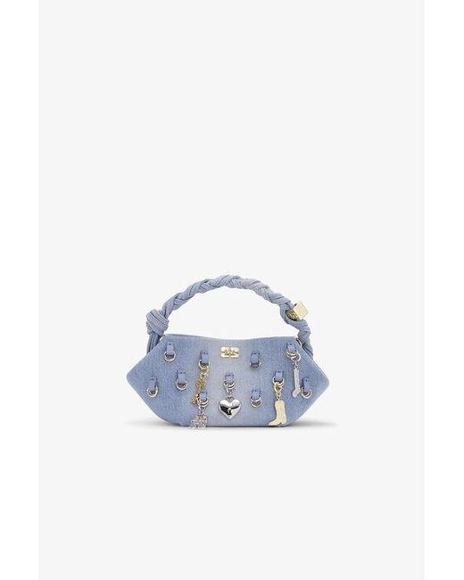 Ganni Denim Mini Bou Bag With Charms | Lyst