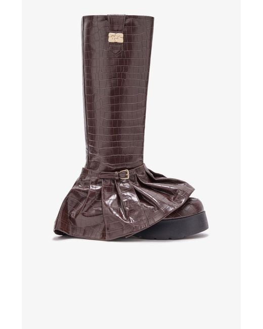 Ganni Kat High Boots in Brown | Lyst UK