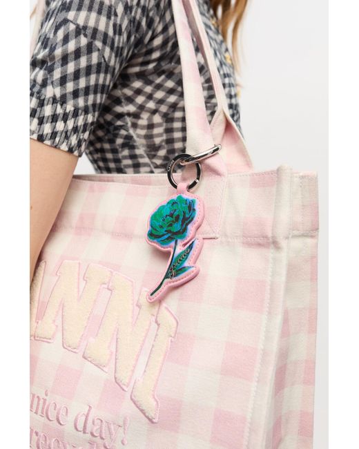 Ganni Rose Keyring in Pink | Lyst