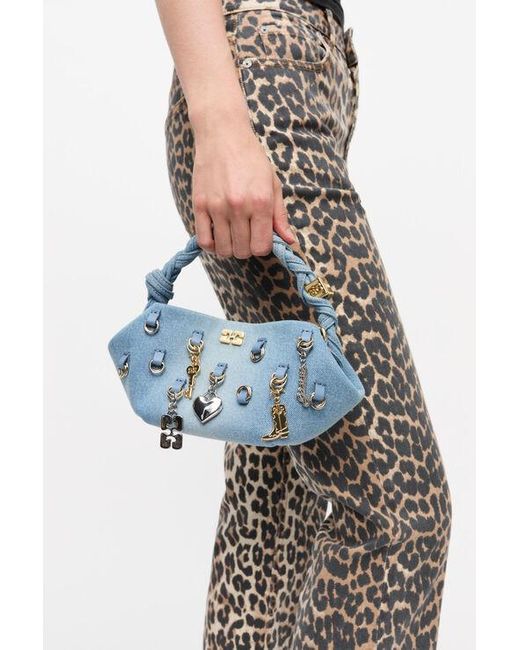 Ganni Denim Mini Bou Bag With Charms | Lyst