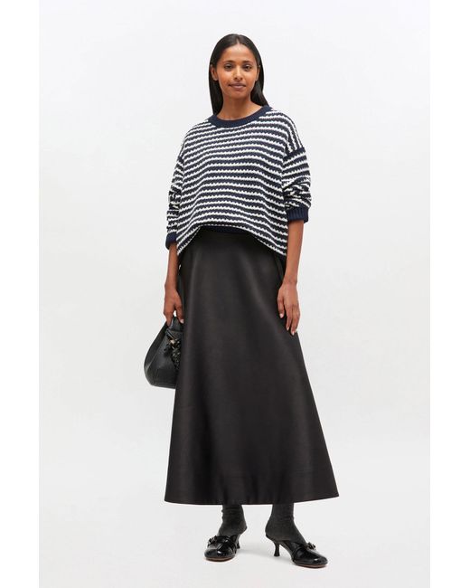 Ganni Dark Striped Wool Jumper in White | Lyst UK