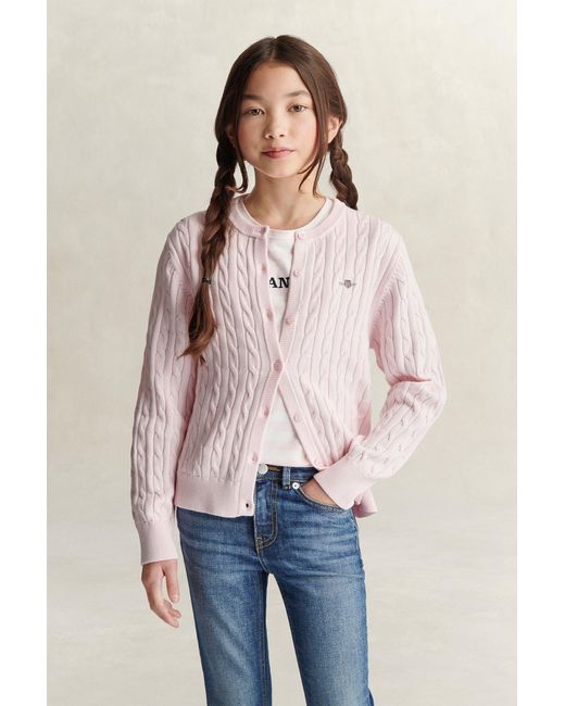 GANT Teens Teen Girls Cable Knit Cardigan Light in Blue | Lyst UK