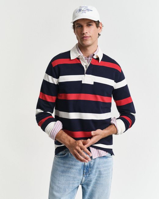 GANT Retro Striped Heavy Rugger in Blue for Men | Lyst UK