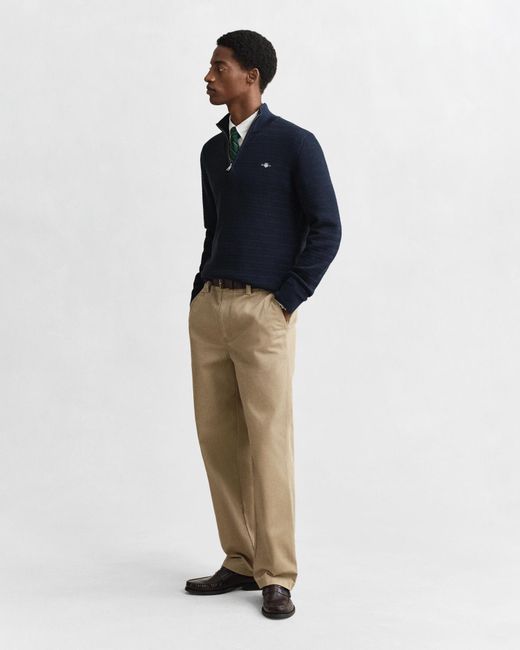 GANT Mini Cable Knit Half-Zip Sweater Evening in Blue for Men | Lyst UK