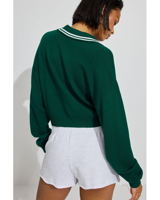 Garage Cropped Boxy Polo Top in Green | Lyst