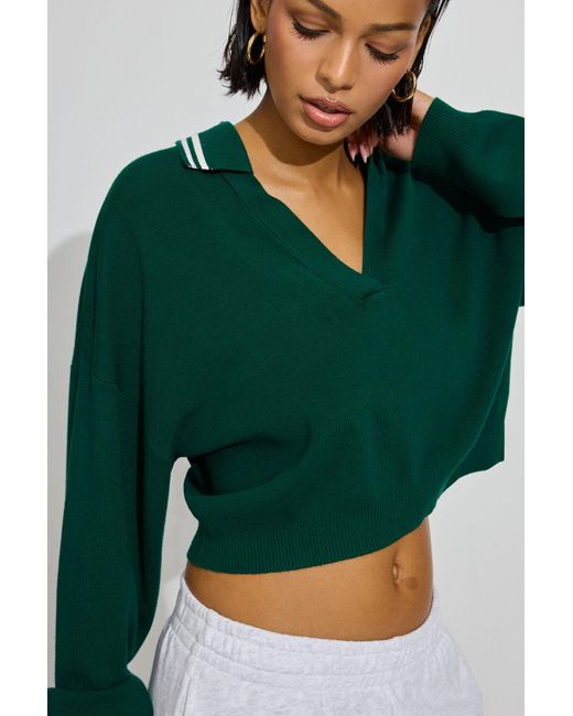 Garage Cropped Boxy Polo Top in Green | Lyst
