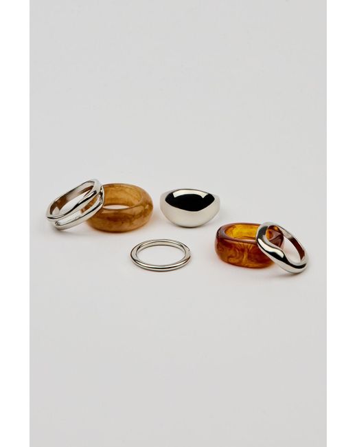 Garage Set Of 6 Resin & Dome Rings in Brown | Lyst
