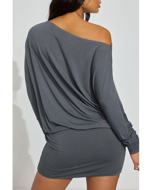 Garage Long Sleeve Banded Bottom Dress in Gray | Lyst