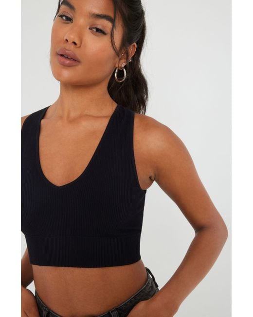 Garage Stella Seamless Plunge Tank Top in Black | Lyst