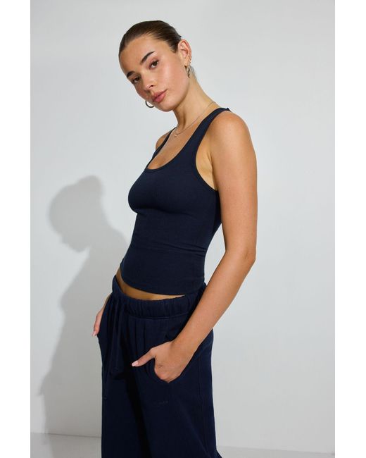 Garage Scoop Neck Ribbed Tank Top in Blue | Lyst