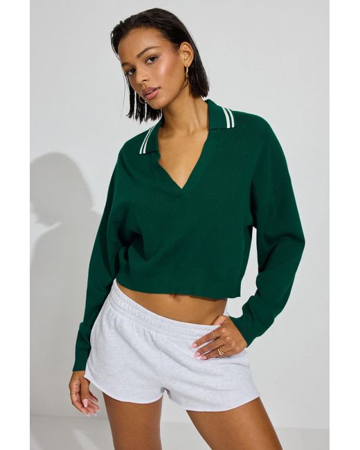 Garage Cropped Boxy Polo Top in Green | Lyst