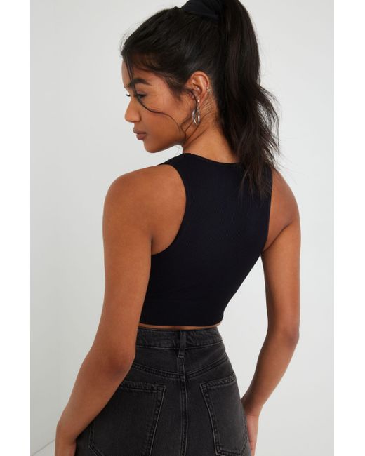 Garage Stella Seamless Plunge Tank Top in Black | Lyst