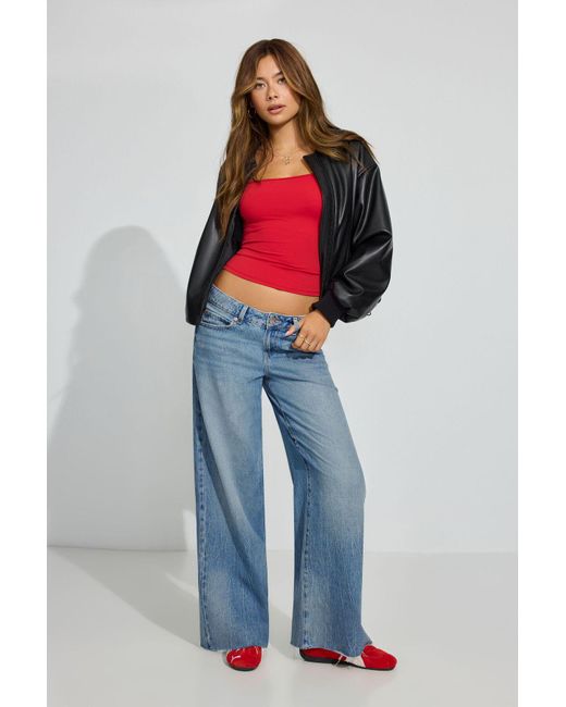 Garage Low Rise Wide Leg Jeans in Blue | Lyst