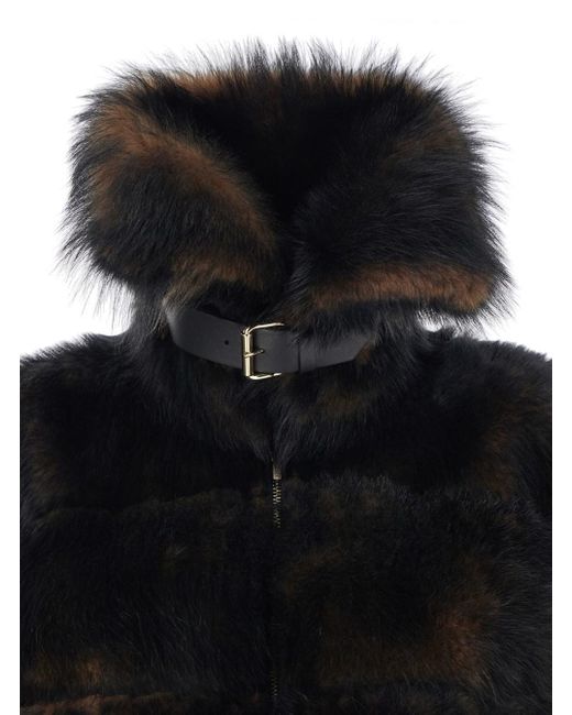 Fendi Shearling Jacket With Spread Buckled Collar And Horizontal Band ...