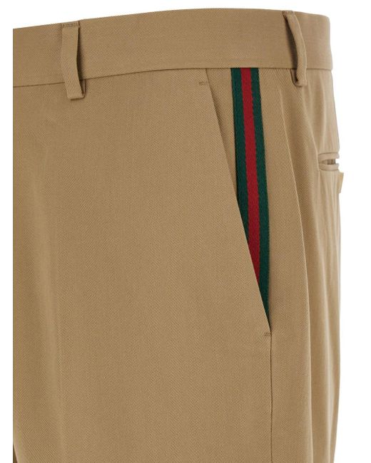 Gucci Pants With Web Detail in Natural for Men | Lyst
