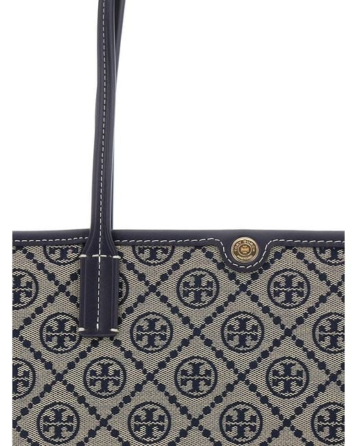 Tory Burch Tote T Monogram Small Zip in Grey | Lyst UK