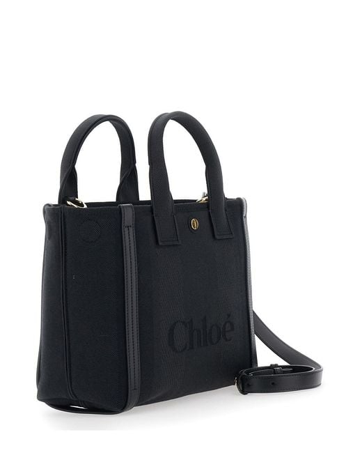 Chloé 'Carry Small' Handbag With Front Logo Print in Black | Lyst UK