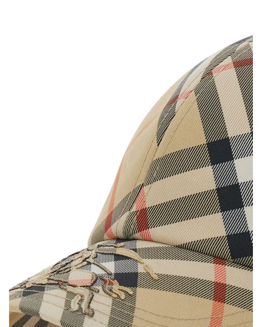 Burberry Baseball Cap With All-Over Check Motif And Ekd Embroidery On ...