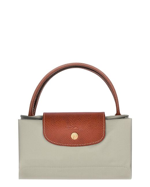 Longchamp 'Le Pliage S' Handbag With Engraved Logo in Grey | Lyst UK
