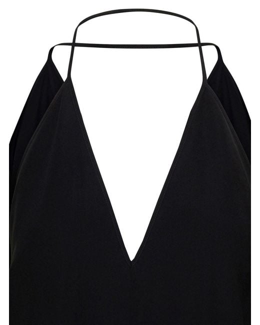 TOTEME Silk Top With Double Halter Neck in Black | Lyst UK