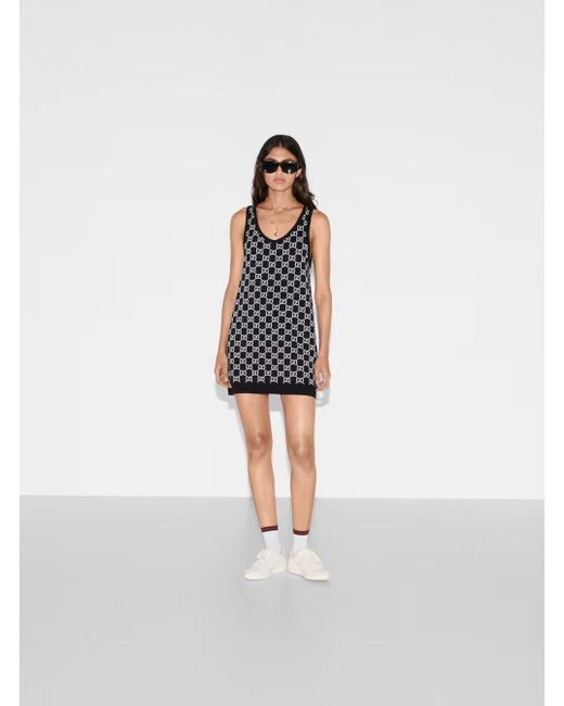 Gucci Sleeveless Mini Dress With Round Neck in Black | Lyst
