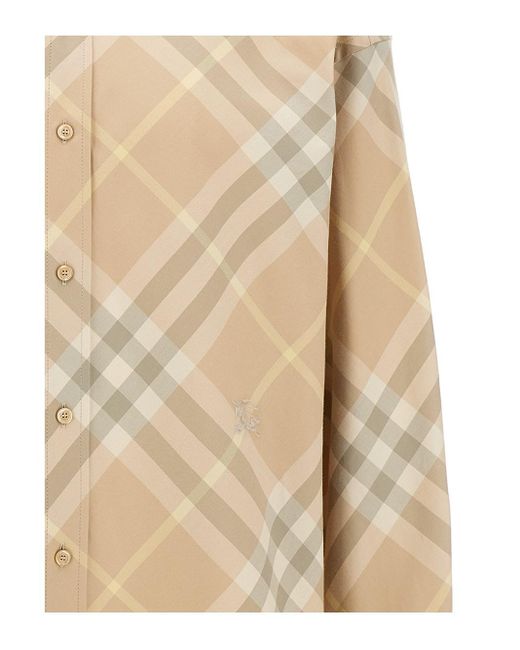Burberry Shirt With Button-Down Collar And Check Motif in Natural for ...