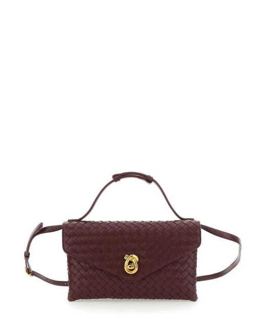 Bottega Veneta 'Knot Lock' Crossbody Bag With Intreccio Motif in Brown ...