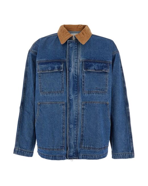 DUNST Jacket With Contrast Collar And Patch Pockets On The Chest in Blue for Men | Lyst