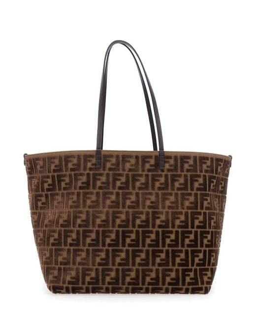 Fendi 'Roll Large' Shopper With All-Over Ff Motif in Brown | Lyst UK