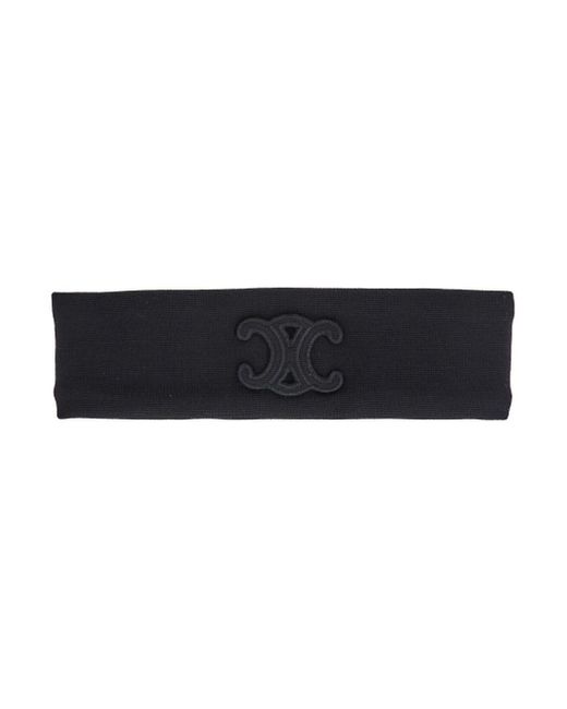 Celine Headband With Triomphe Logo Patch in Black | Lyst UK