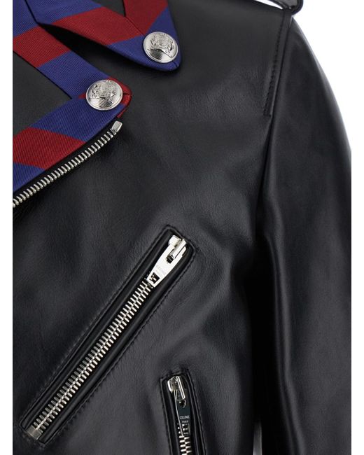 Celine Biker Jacket With Striped Motif Details in Black for Men | Lyst UK