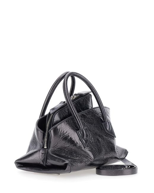 The Attico 'La Passeggiata' Mini Bag With Two Top Handles In in Black ...