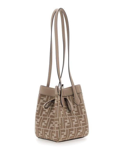 Fendi 'Mini Origami' Crossbody Bag With All-Over Ff Logo in Natural | Lyst