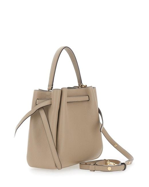 Tory Burch Handbag Romy Bucket Cowhide in Natural | Lyst UK