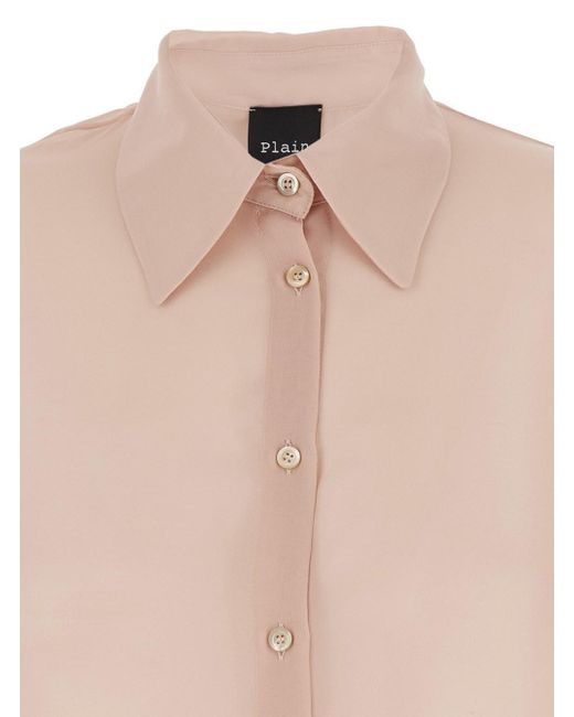 Plain Oversize Blouse With Classic Collar And See-Through Design in ...