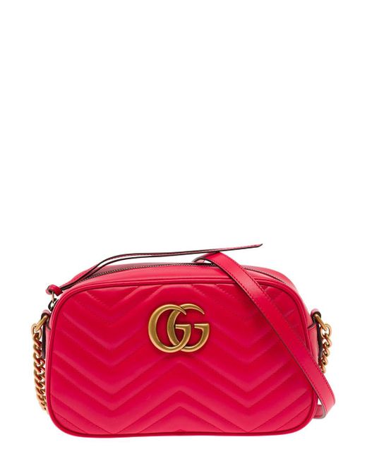 Gucci 'gg Marmont' Shoulder Bag In Round And Vertical Matelassé Leather ...