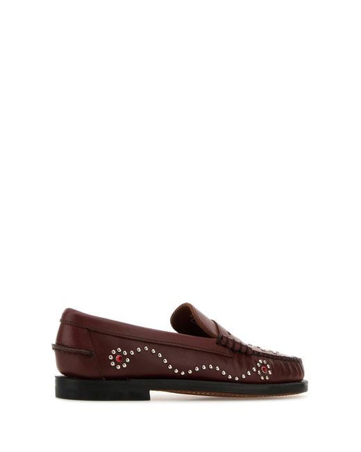 Sebago Burgundy Leather Dandette Loafers in Brown | Lyst