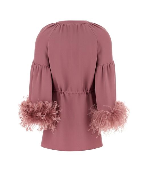 Valentino Garavani Antiqued Pink Crepe Couture Blouse | Lyst UK
