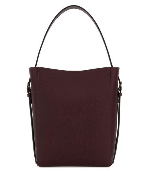Valextra Burgundy Leather Small Soft Bucket Bag in Purple | Lyst UK