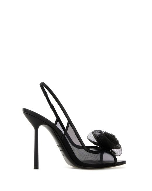 Le Silla Black Mesh Chanel Rose Sandals | Lyst UK